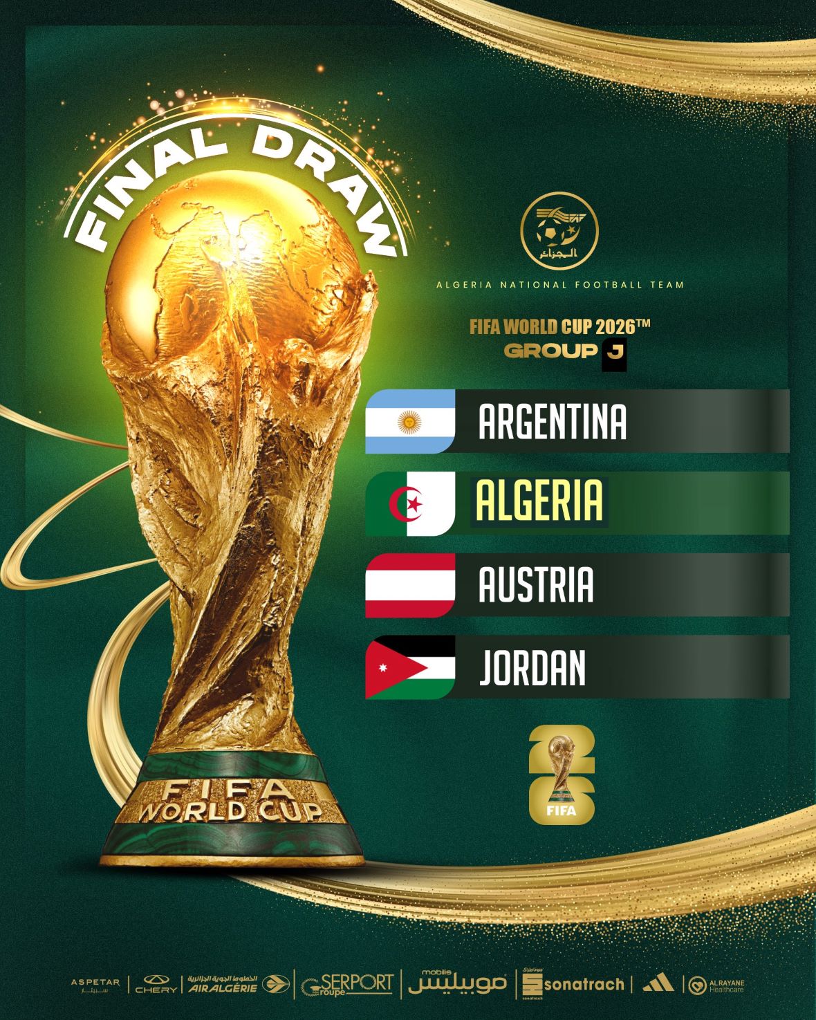 Coupe du Monde 2026 : l'Algérie dans le groupe J avec l'Argentine, l'Autriche et la Jordanie - L ...